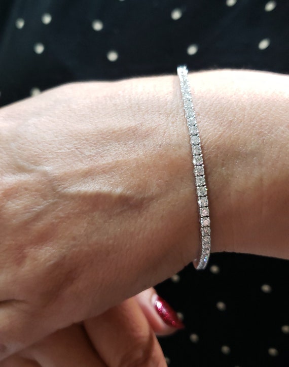 14K Gold 4 ct Diamond Tennis Bracelet Lab Grown Diamond Bracelet Beautiful White Diamond Bracelet Valentines Day Special