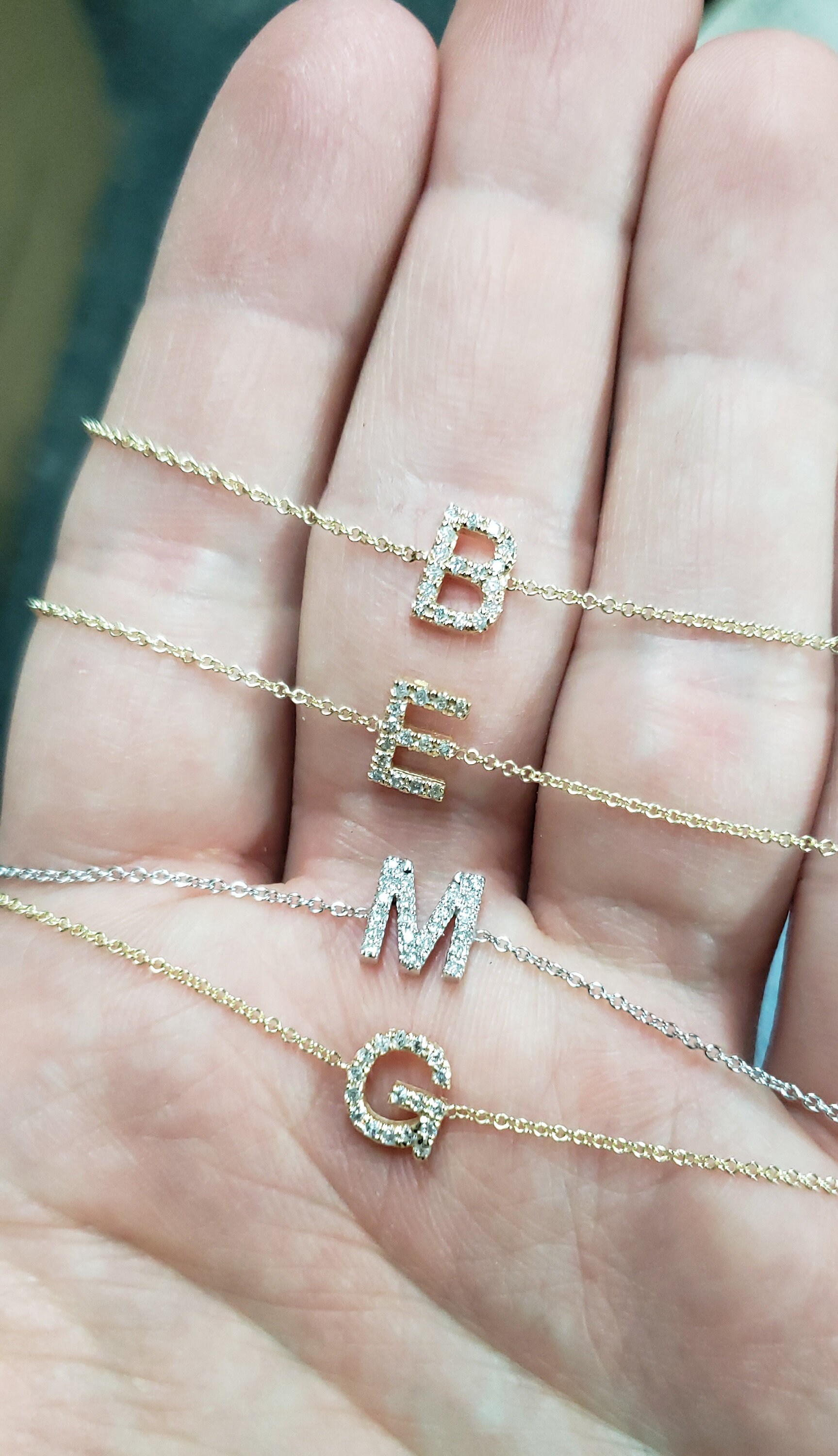 14Kt Gold Initial Diamond Bracelet Letter Bracelet Initial | Etsy