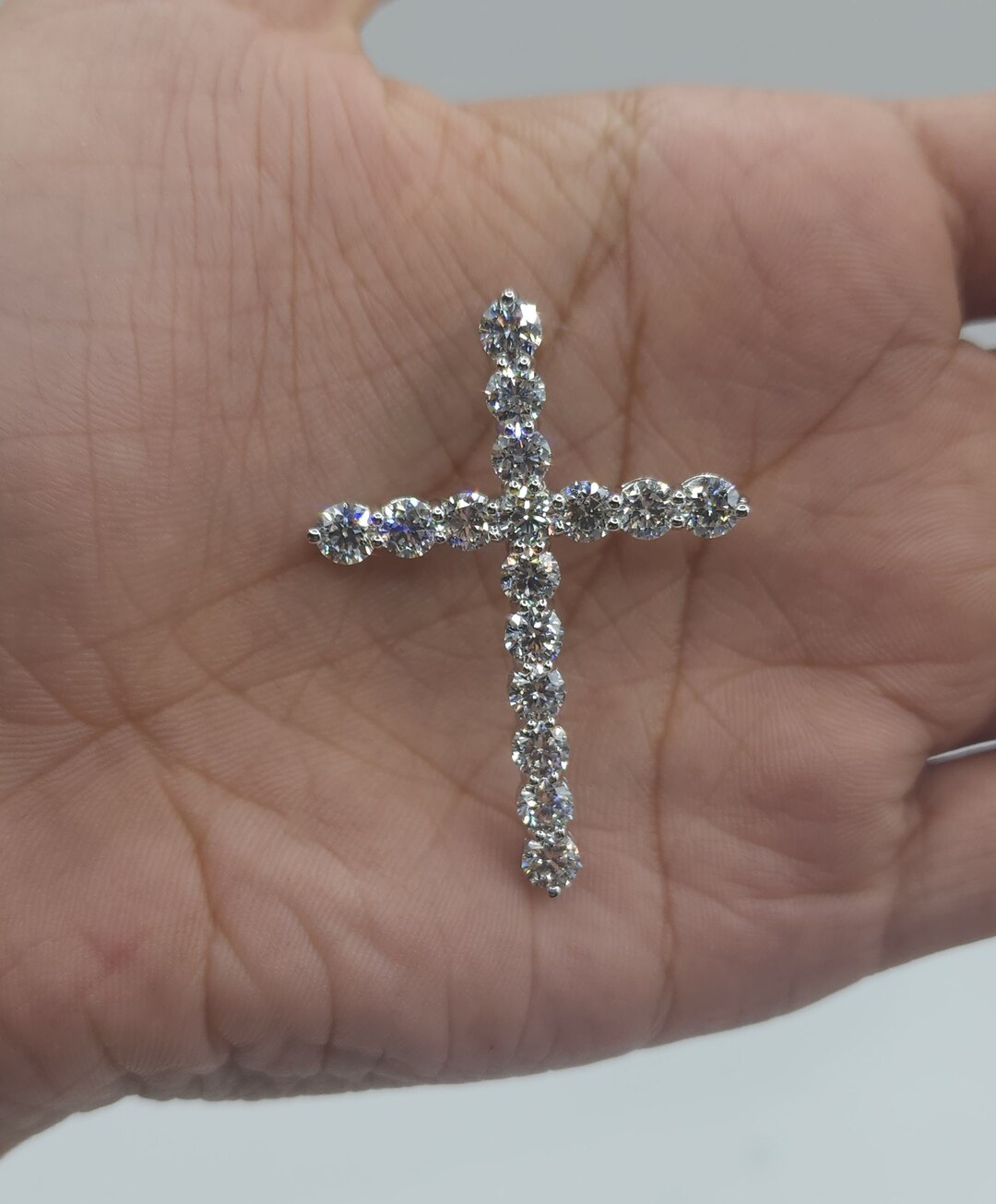 4 Ct Diamond Cross Necklace, 14K Gold Lab Grown Diamond Pendant, Unisex ...