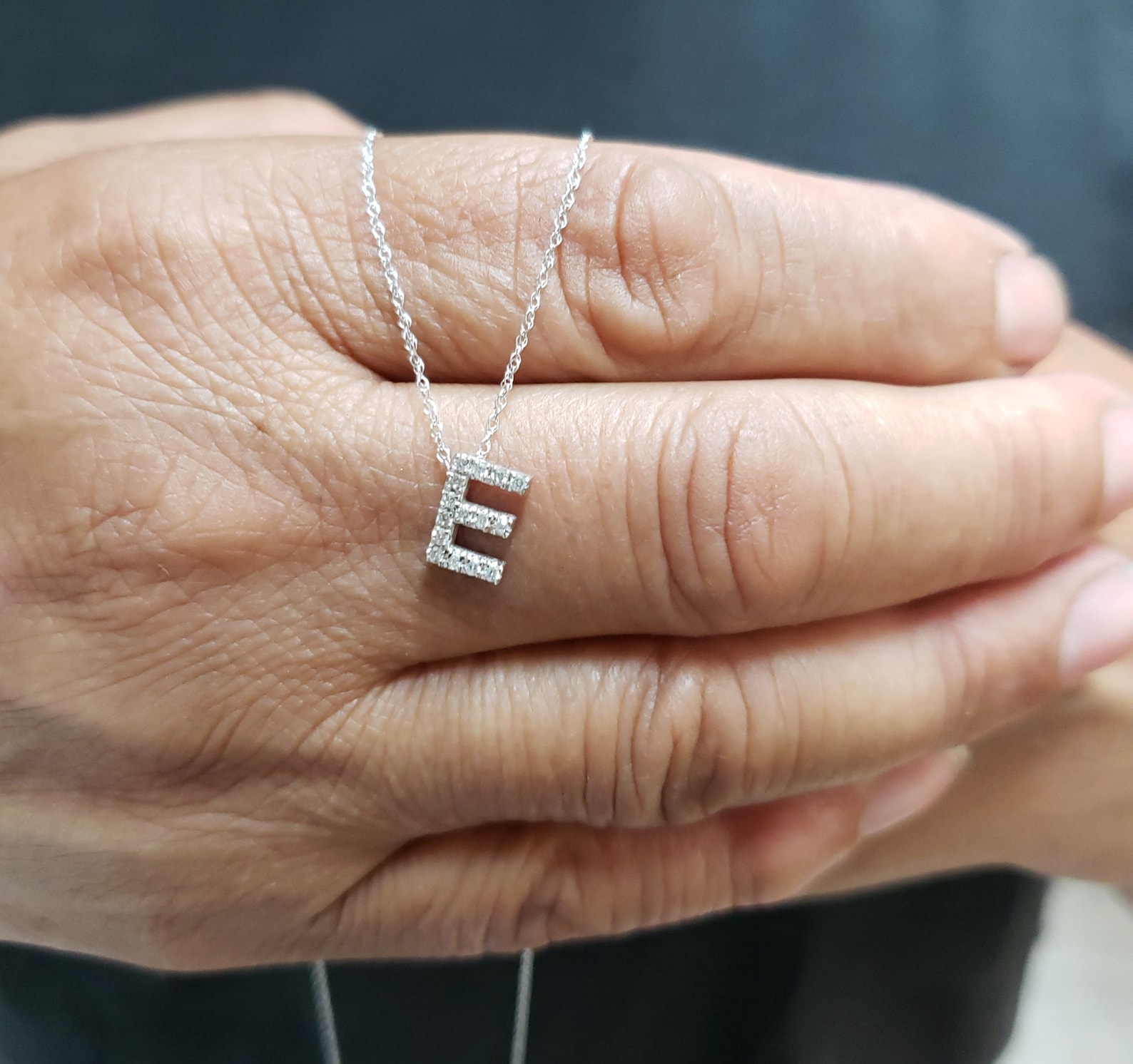 14kt Gold Diamond Initial Necklace Letter Necklace Gold - Etsy