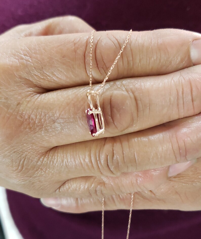 14kt Gold Ruby Necklace, Ruby Pendant, Marquise Necklace, July ...