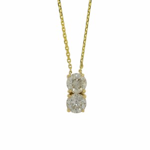 14K Gold Diamond Necklace, 2 Stone Diamond Necklace, Real Diamond ...