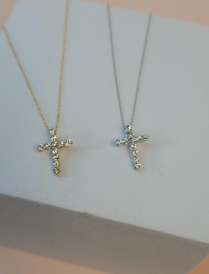 0.50 Ct Diamond Cross Necklace, Lab Grown Diamond Pendant, Unisex ...