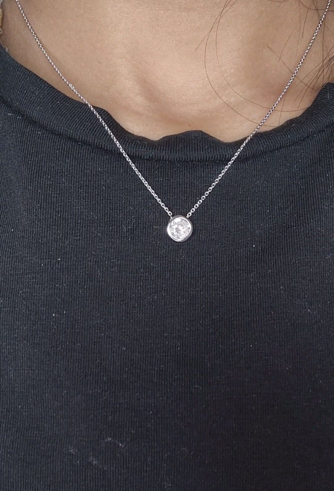 1 Ct Diamond Necklace, Lab Grown Diamond Necklace, 14kt Gold Diamond ...