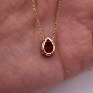 14kt Gold Ruby Teardrop Necklace 1.5 Ct Ruby Pendant July - Etsy