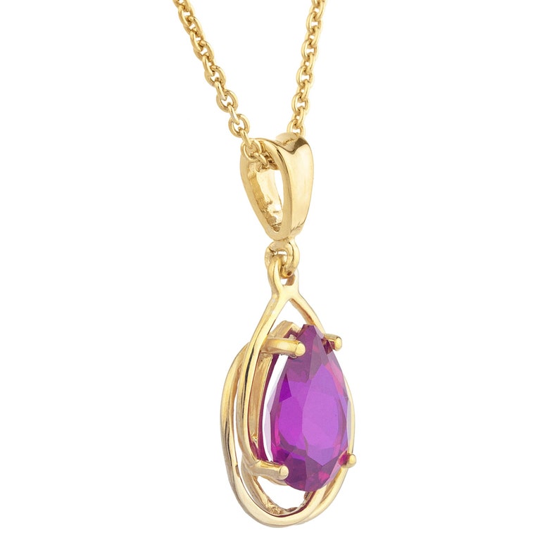 14kt Gold Ruby Necklace Ruby Pendant Ruby Teardrop Necklace - Etsy