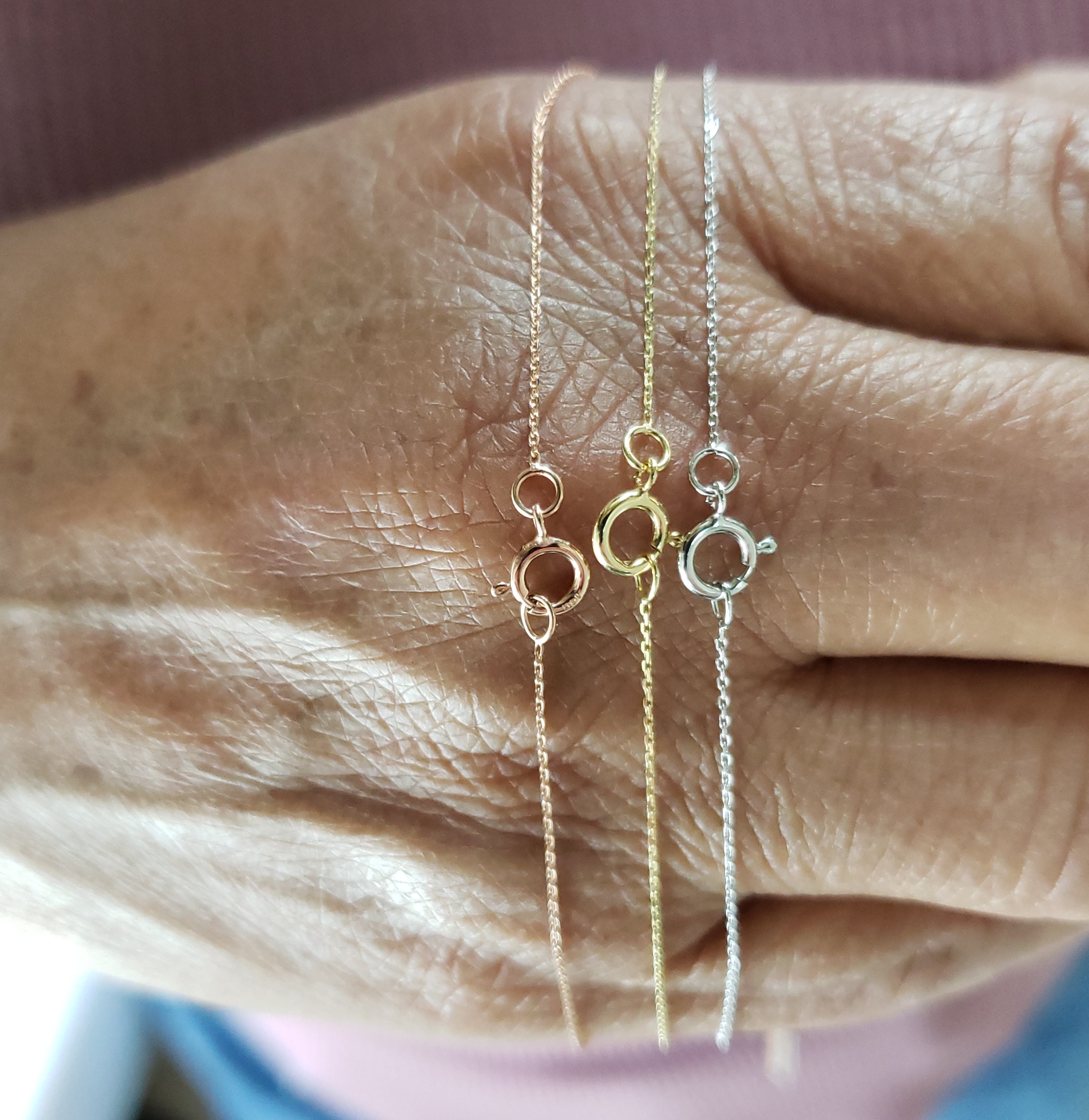 14kt Gold Diamond Cut Necklace Chain, Real Gold Chain, Solid 14K Gold ...