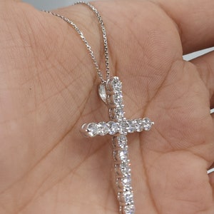2 Ct Diamond Cross Necklace, 14K Gold Lab Grown Diamond Pendant, Unisex ...
