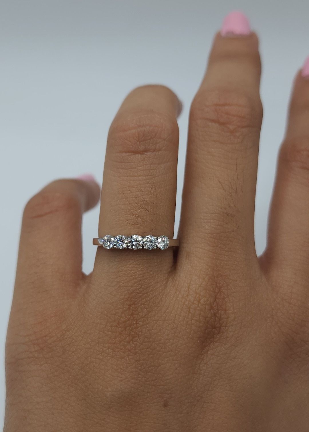 0.50 Ct Diamond Ring, 14K Gold 5 Stone Diamond Ring, Lab Grown Diamond ...