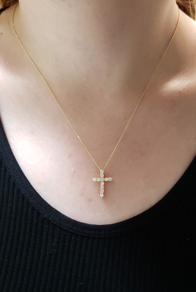 0.50 Ct Diamond Cross Necklace, Lab Grown Diamond Pendant, Unisex ...