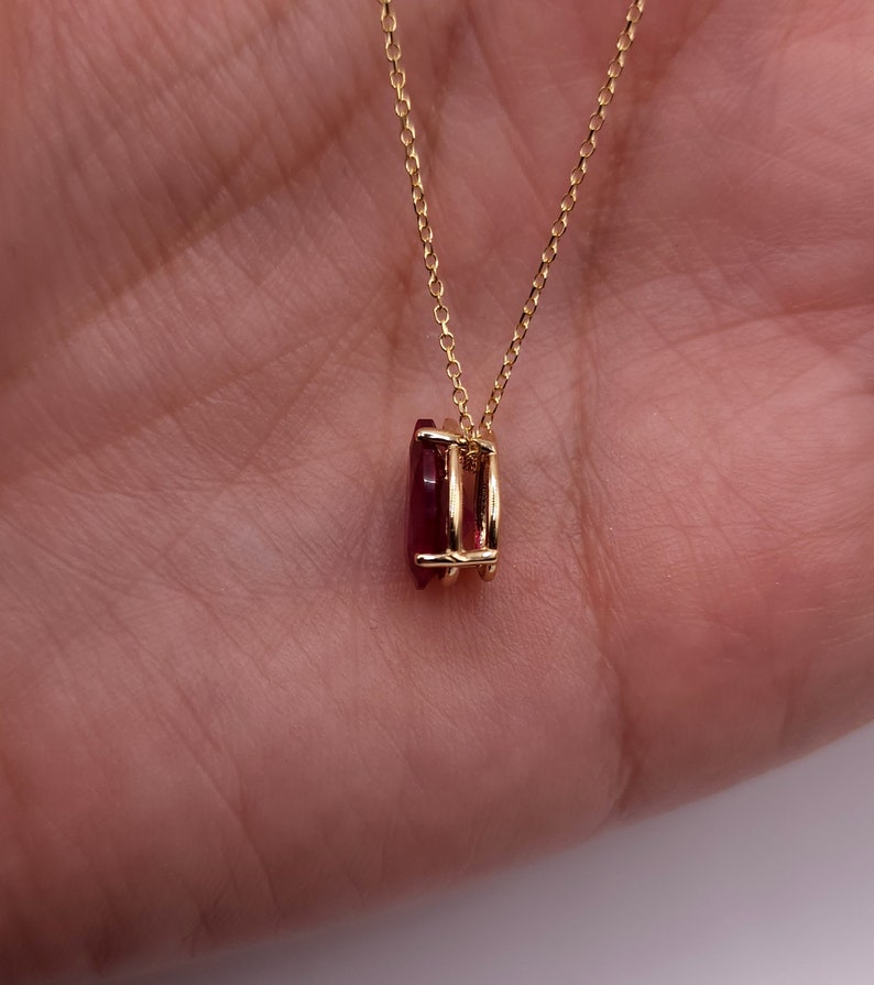 14kt Gold Ruby Teardrop Necklace 1.5 Ct Ruby Pendant July - Etsy