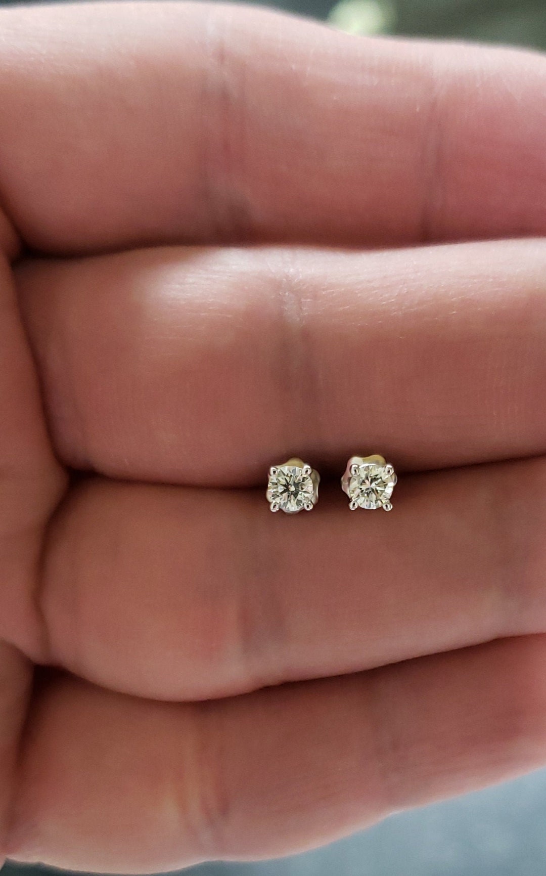 14kt Gold 0.25 Ct Diamond Earrings, Real Diamond Earrings, Gold Diamond ...