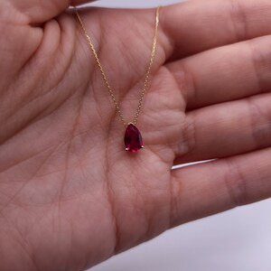 14kt Gold Ruby Teardrop Necklace, Ruby Pendant, July Birthstone ...