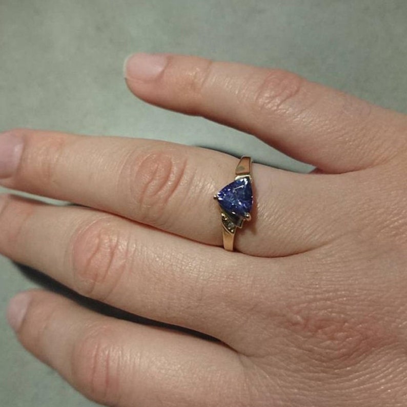 14kt Gold Tanzanite Ring Genuine Tanzanite Diamond Ring - Etsy