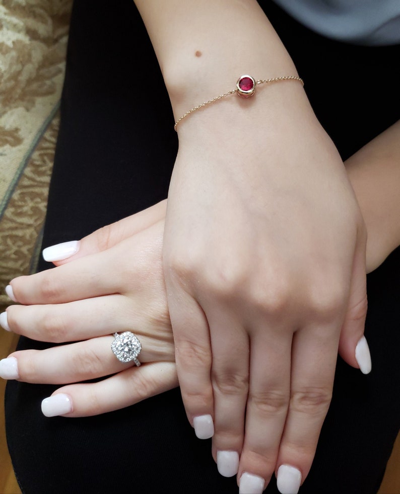 14kt Gold Ruby Bracelet, Ruby Bracelet, Ruby Bezel Bracelet, Ruby ...