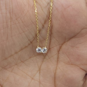 2 Stone Diamond Necklace, 14K Gold 0.30 Ct Lab Grown Diamond Pendant ...