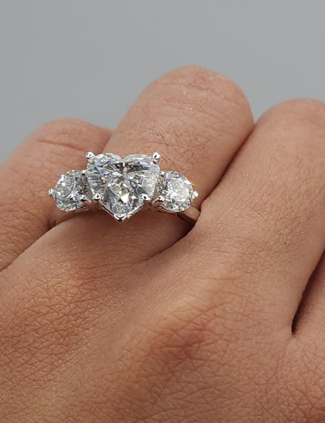 3 Ct Lab Grown Diamond Engagement Ring, 14k Solid Gold Heart Lab ...