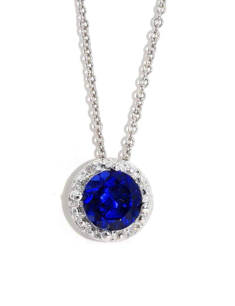Collar de zafiro azul colgante de diamantes de zafiro azul - Etsy España