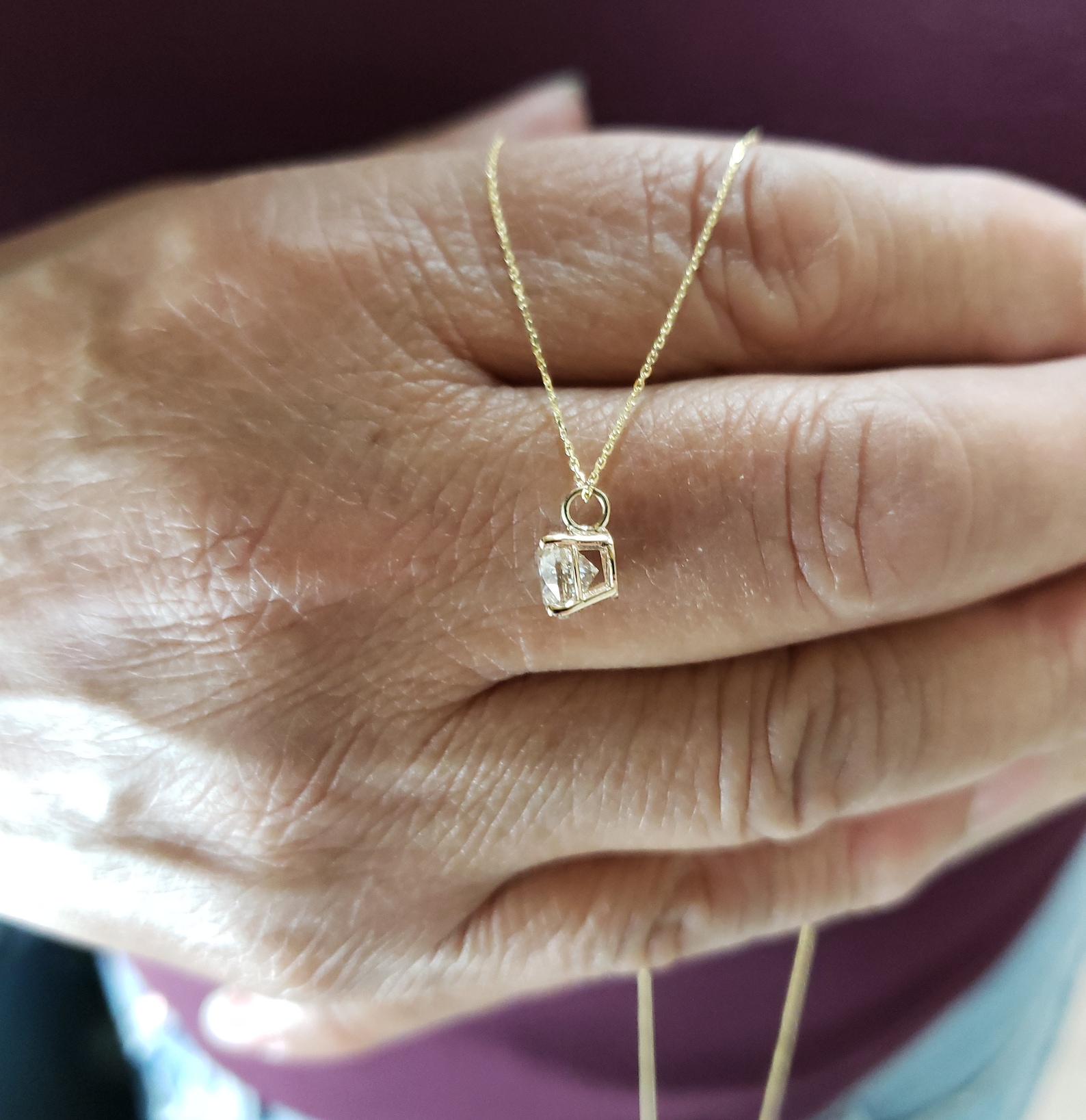 1 Ct Diamond Necklace, 14kt Gold Diamond Solitaire Pendant, Genuine ...