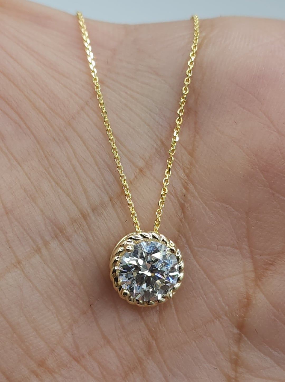 1 Ct Diamond Necklace, 14kt Gold Lab Grown Diamond Pendant, Diamond ...