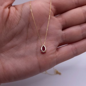 14kt Gold Ruby Teardrop Necklace, Ruby Pendant, July Birthstone ...