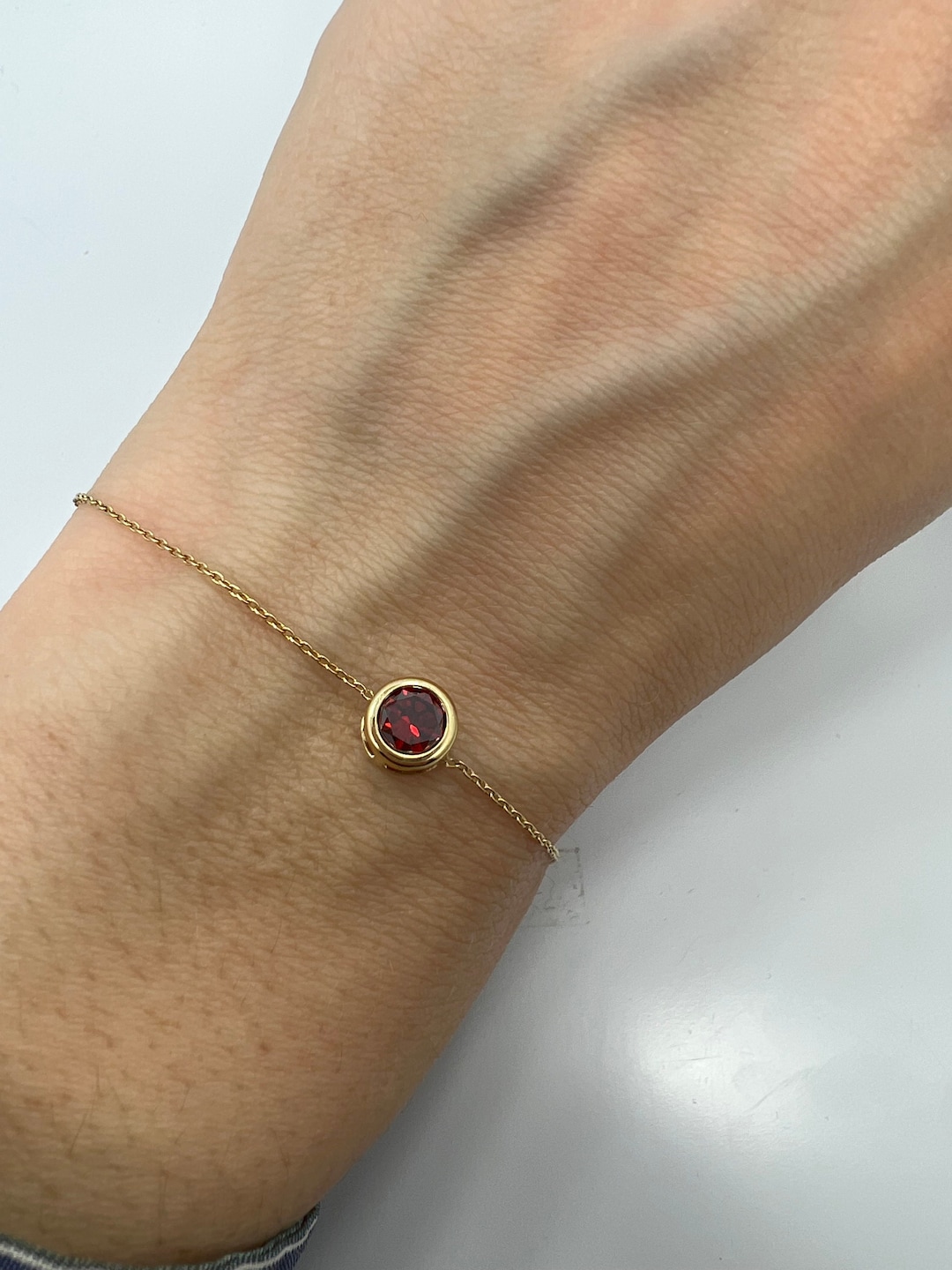 14kt Gold Ruby Bracelet, Ruby Bracelet, Ruby Bezel Bracelet, Ruby ...