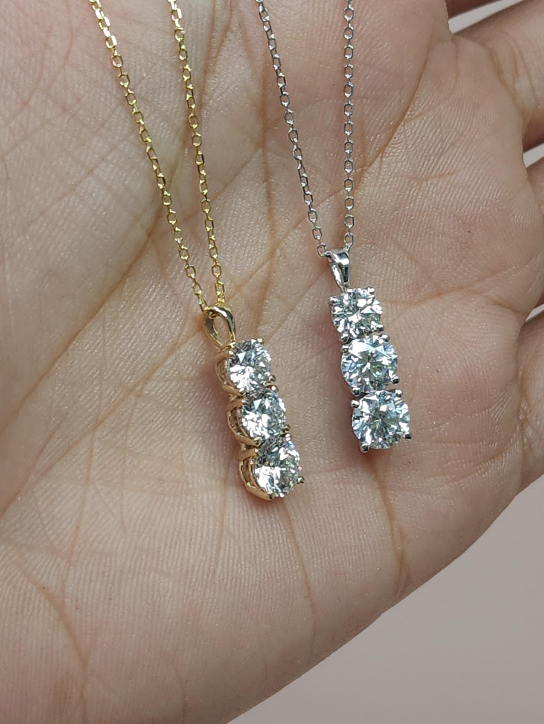 1.50 Ct Diamond Necklace, 14K Gold Lab Grown Diamond Solitaire Pendant ...