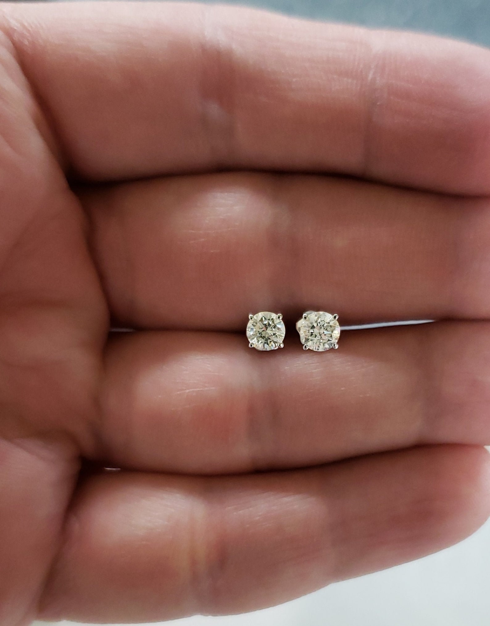 14kt Gold 0.80 Ct Diamond Earrings, Real Natural Diamond Earrings, Gold ...
