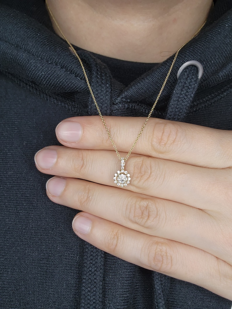 0.50 Ct Diamond Necklace 14K Gold Diamond Solitaire Pendant - Etsy