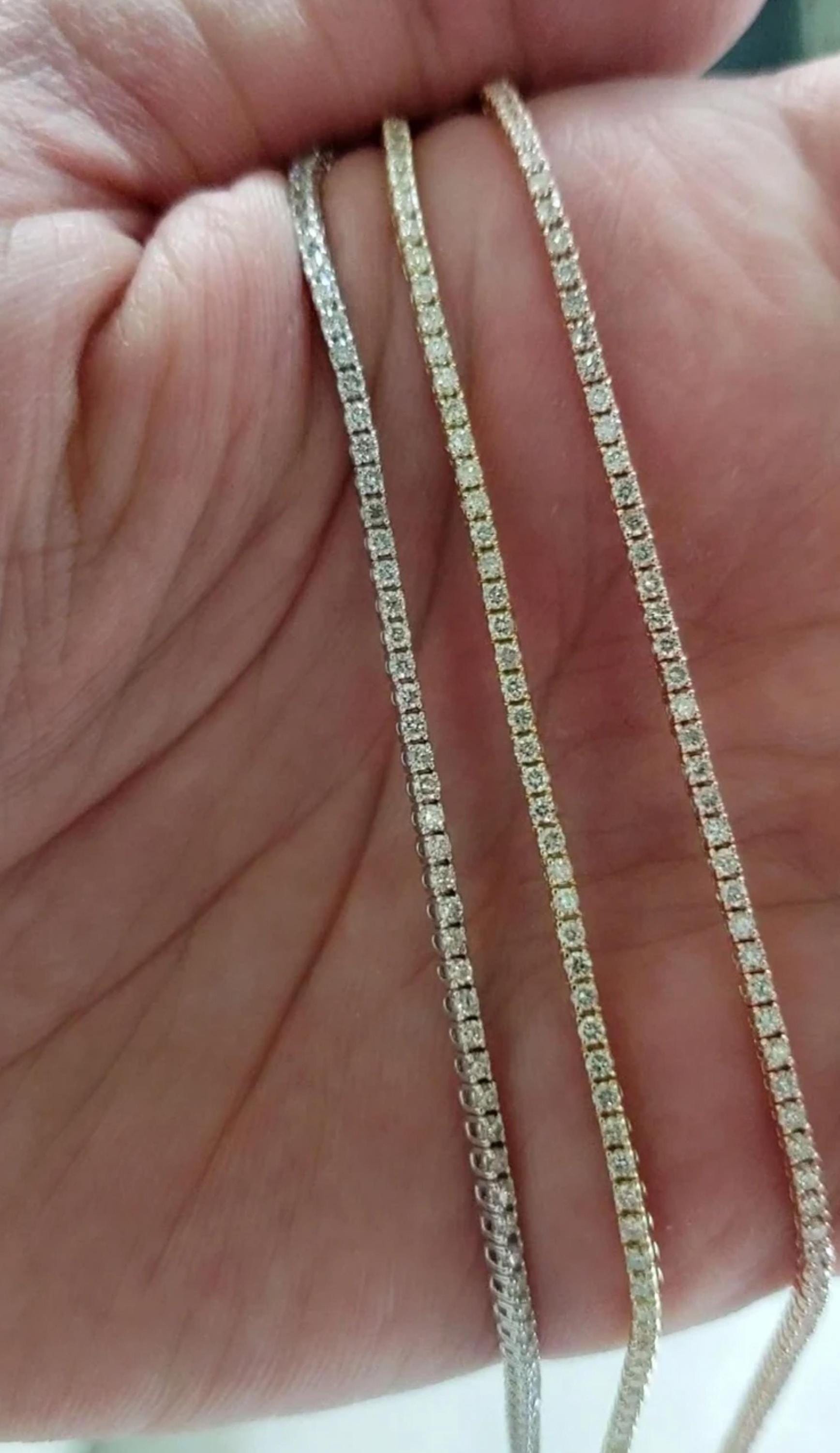 4 Ct Diamond Tennis Necklace 16 Inch Diamond Tennis Necklace 14kt Gold Genuine Natural Beautiful White Diamonds Etsy Canada
