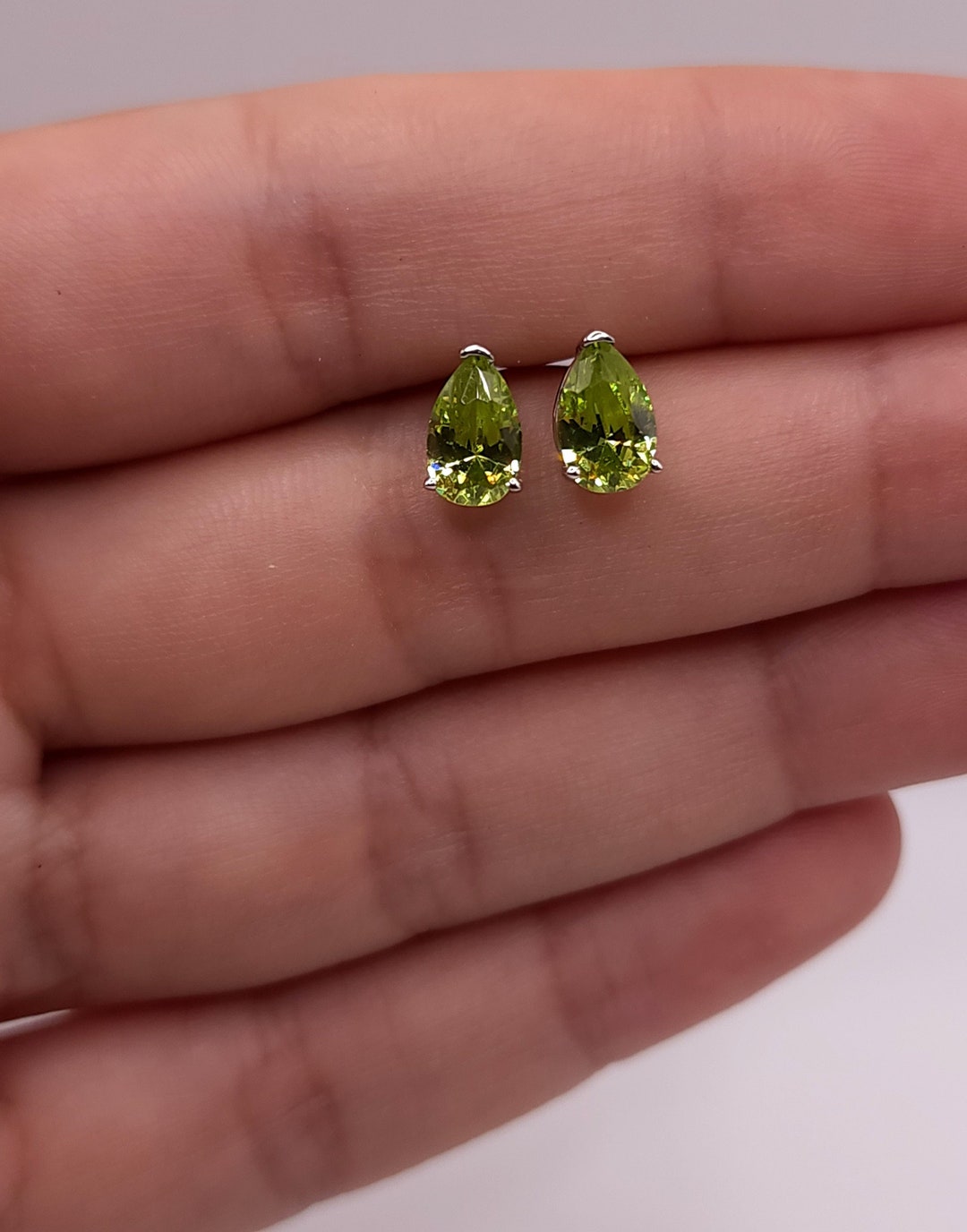14K Gold Peridot Earrings, Peridot Gold Earrings, Peridot Teardrop Stud ...