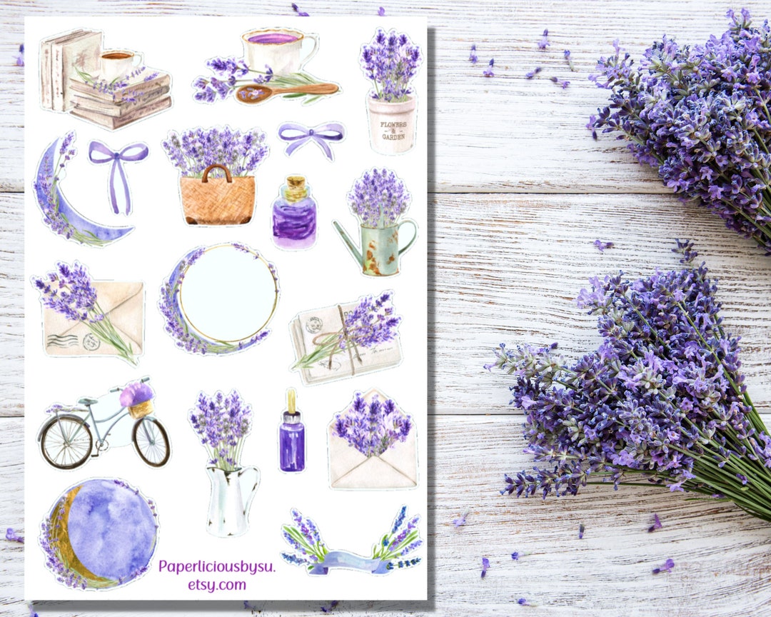 Lavender Sticker Sheet, Lavender Field, Plant, Aesthetic Sticker ...