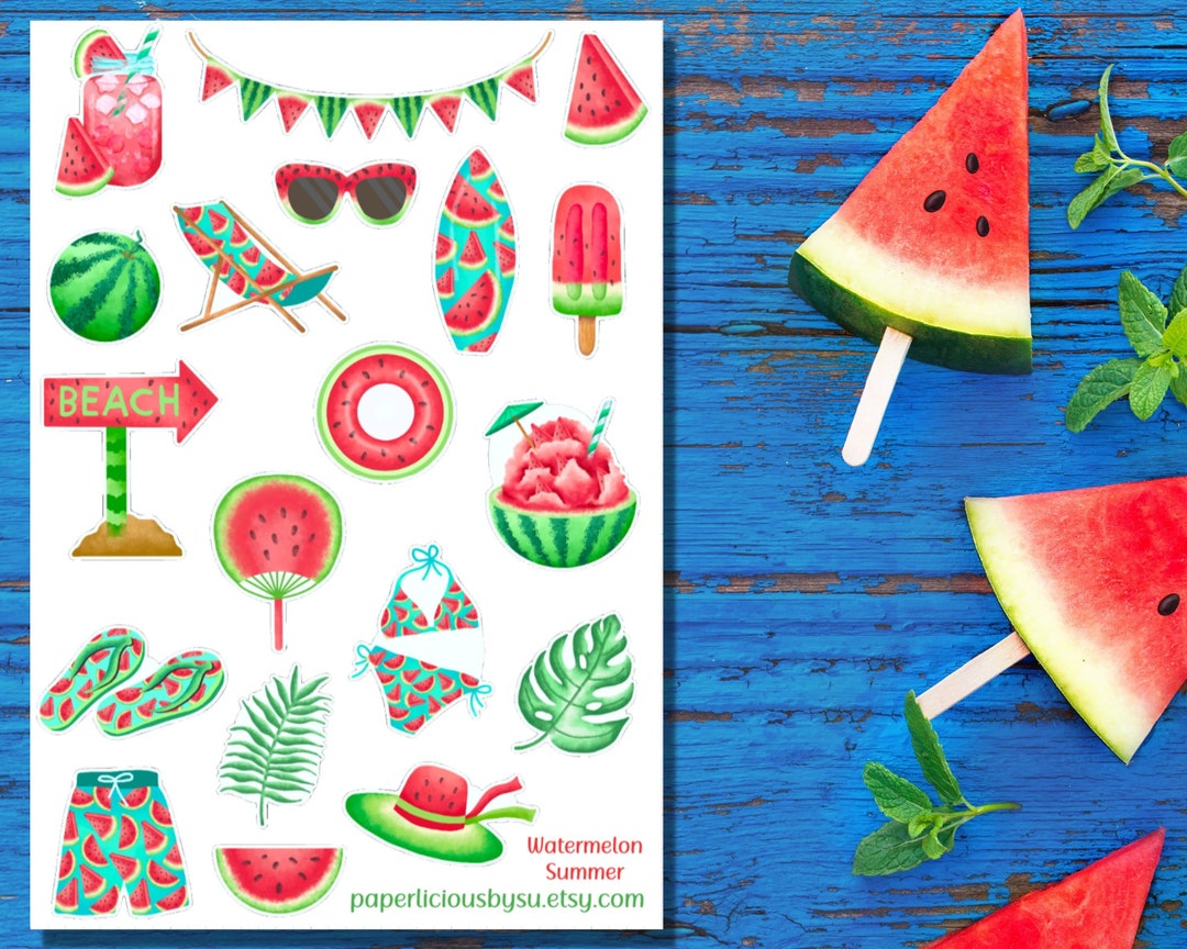 Watermelon Summer Sticker Sheet Watermelon Stickers Summer - Etsy
