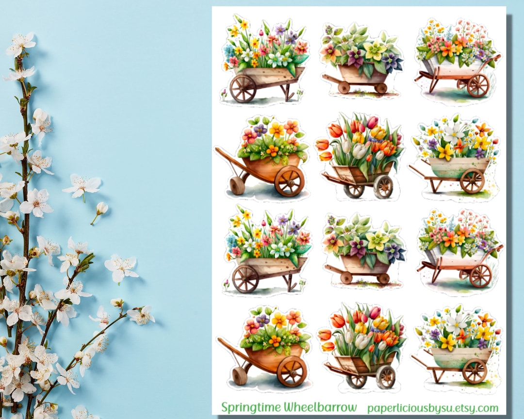 Spring Flower Sticker Sheet, Watercolor Plant Stickers, Bouquet ...
