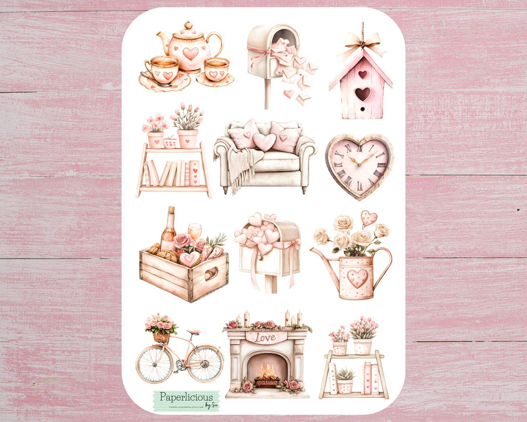Valentine's Day Sticker Sheet, Cute Valentine Stickers, Valentine's Day ...