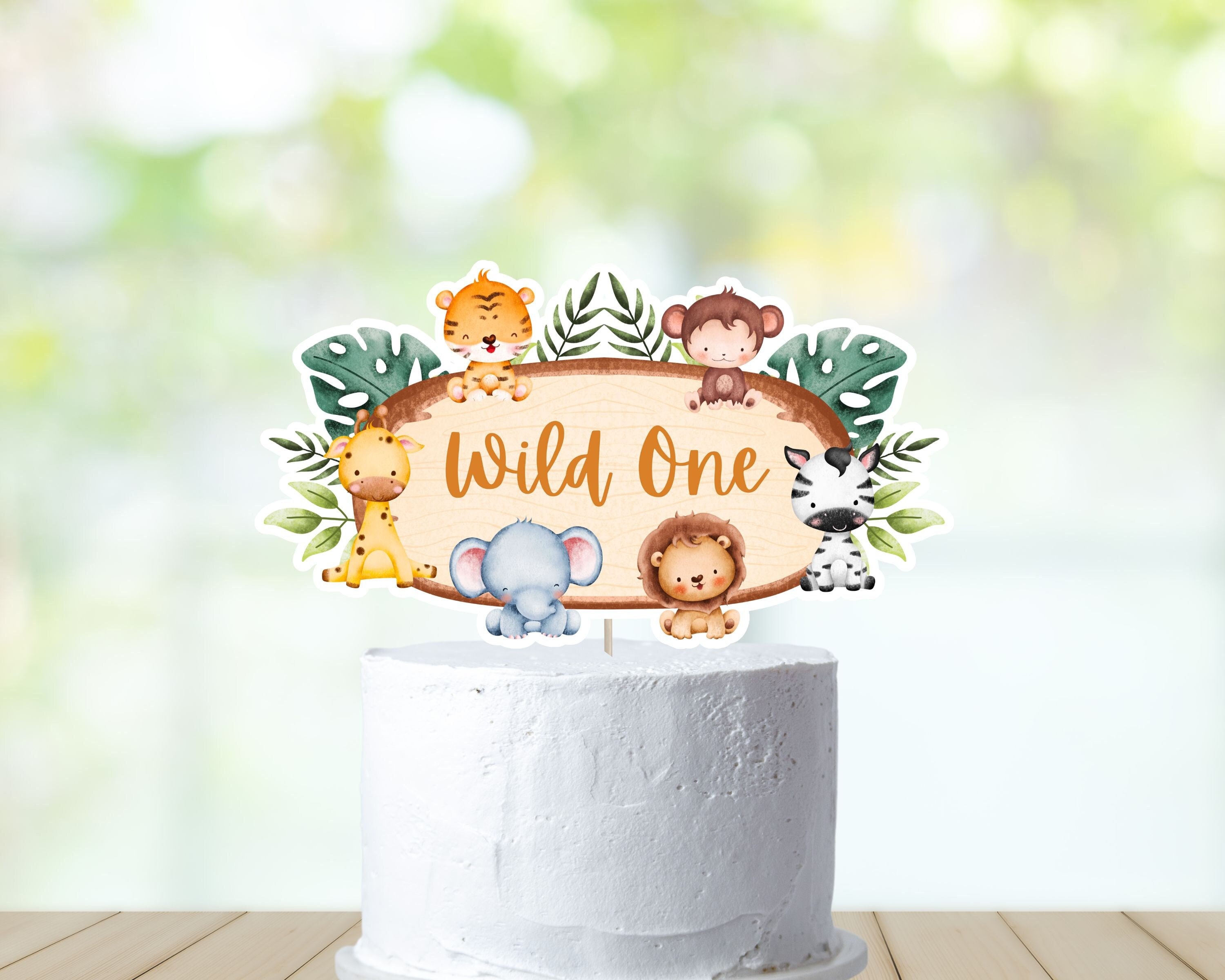 Printable Wild One Safari Cake Topper, Centerpiece, Safari Birthday ...