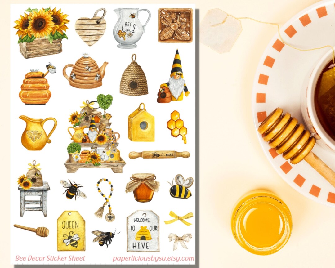 Bee Decor Sticker Sheet, Spring Sticker, Bee Sticker, Spring Sticker ...