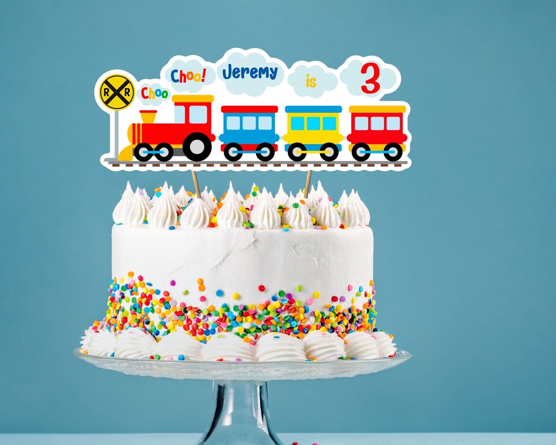 Printable Personalized Train Birthday Cake Topper, Train Birthday Decor ...