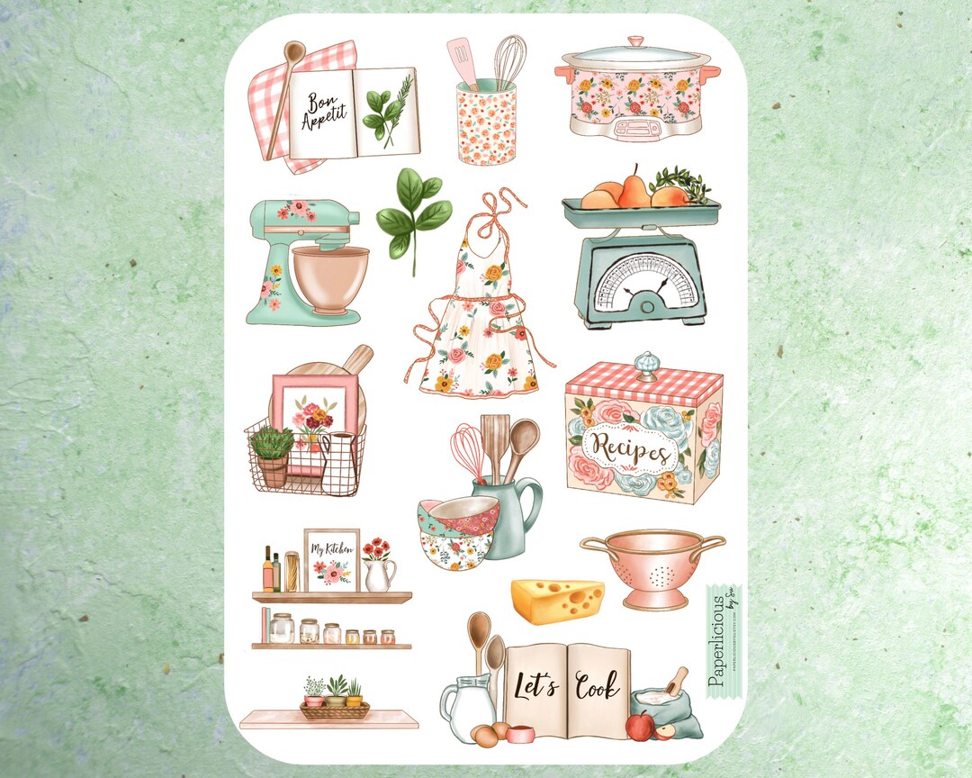 Lovely Kitchen Sticker Sheet, Kitchen Stickers, Cooking, Culinary ...