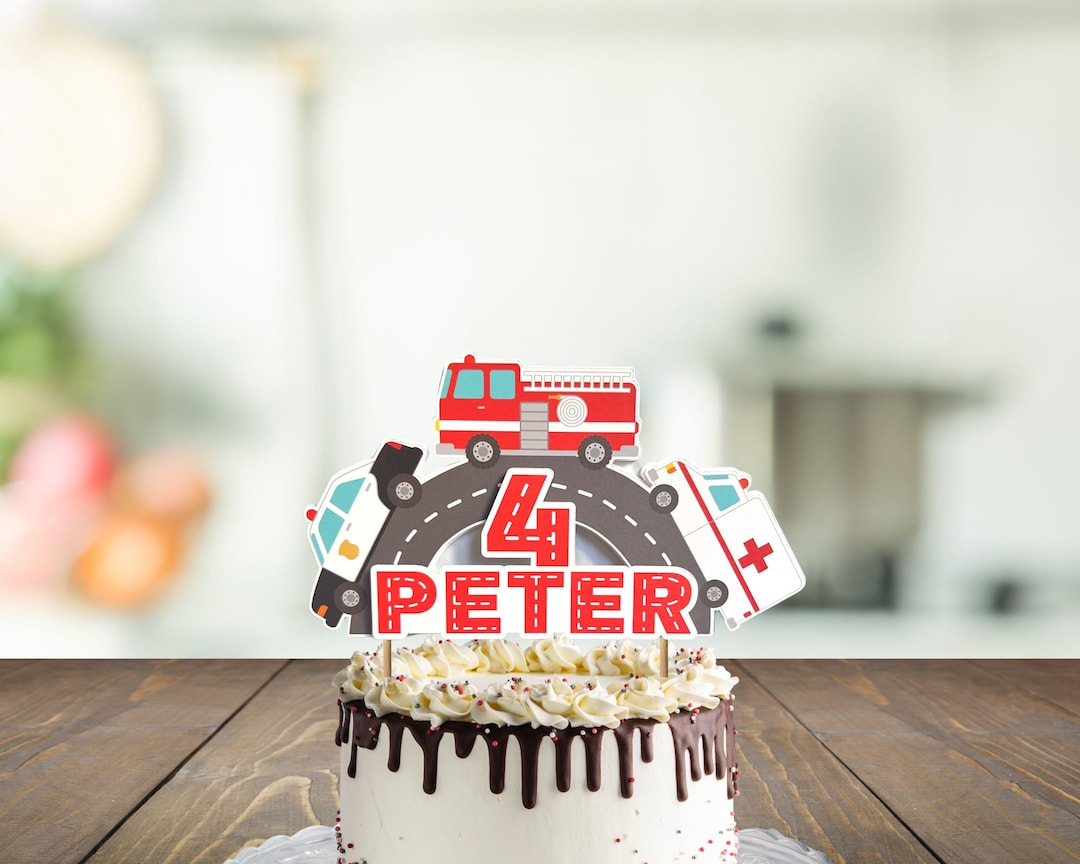 Personalized Rescue Vehicle Cake Topper, Emergency Vehicle, Fire Truck ...