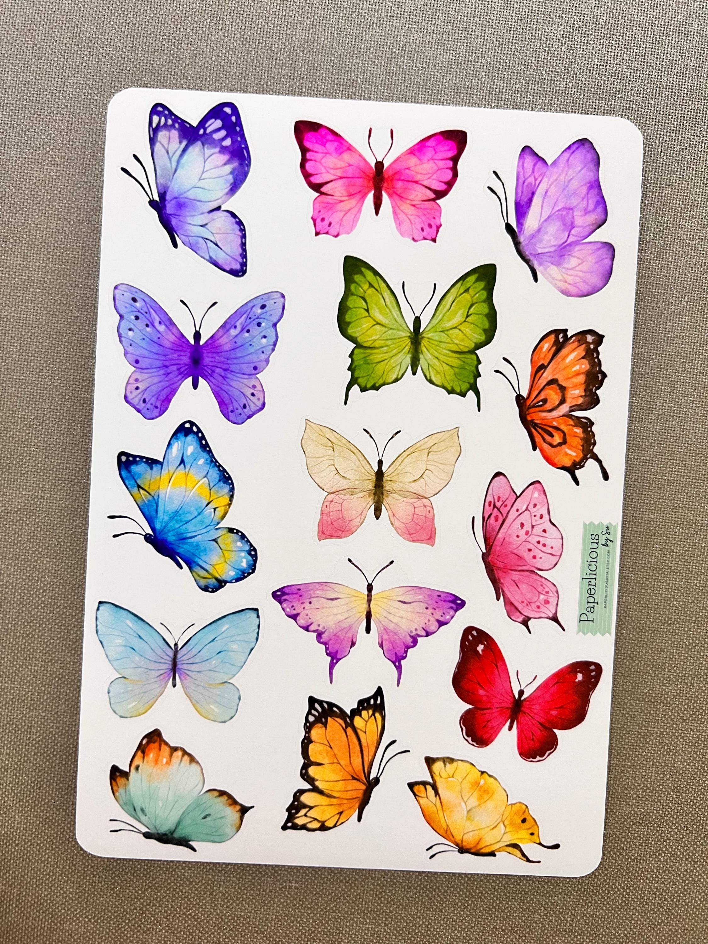 Watercolor Butterfly Sticker Sheet, Butterfly Stickers, Bugs, Garden ...
