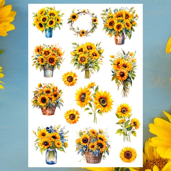 Sunflower Stickers - Etsy