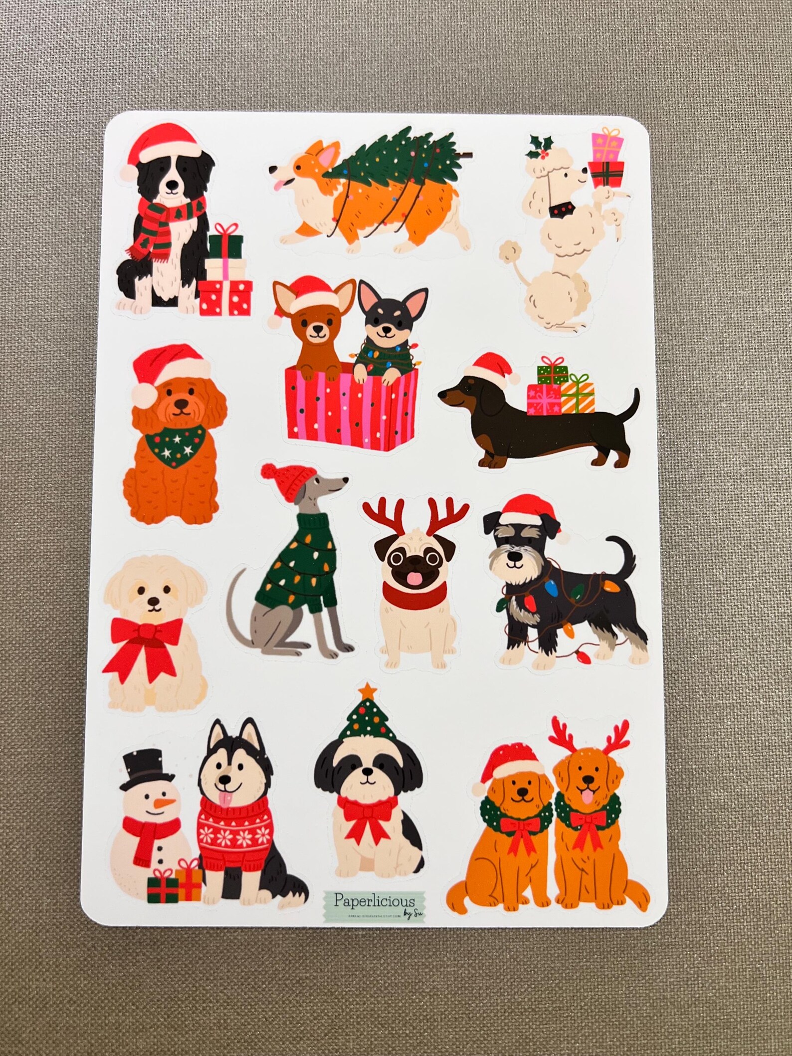 Christmas Dog Sticker Sheet, Holiday Dog Stickers, Pet, Puppy, Dog ...