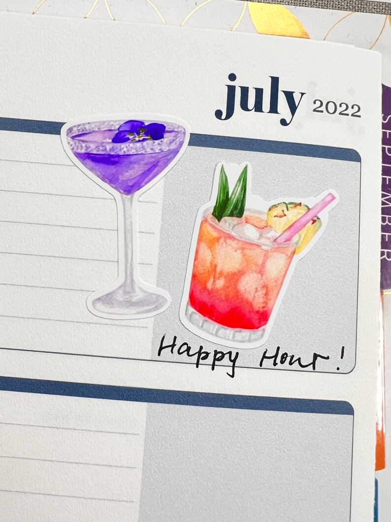 Cocktail Sticker Sheet, Cocktail Sticker, Summer Spirits, Tropical ...