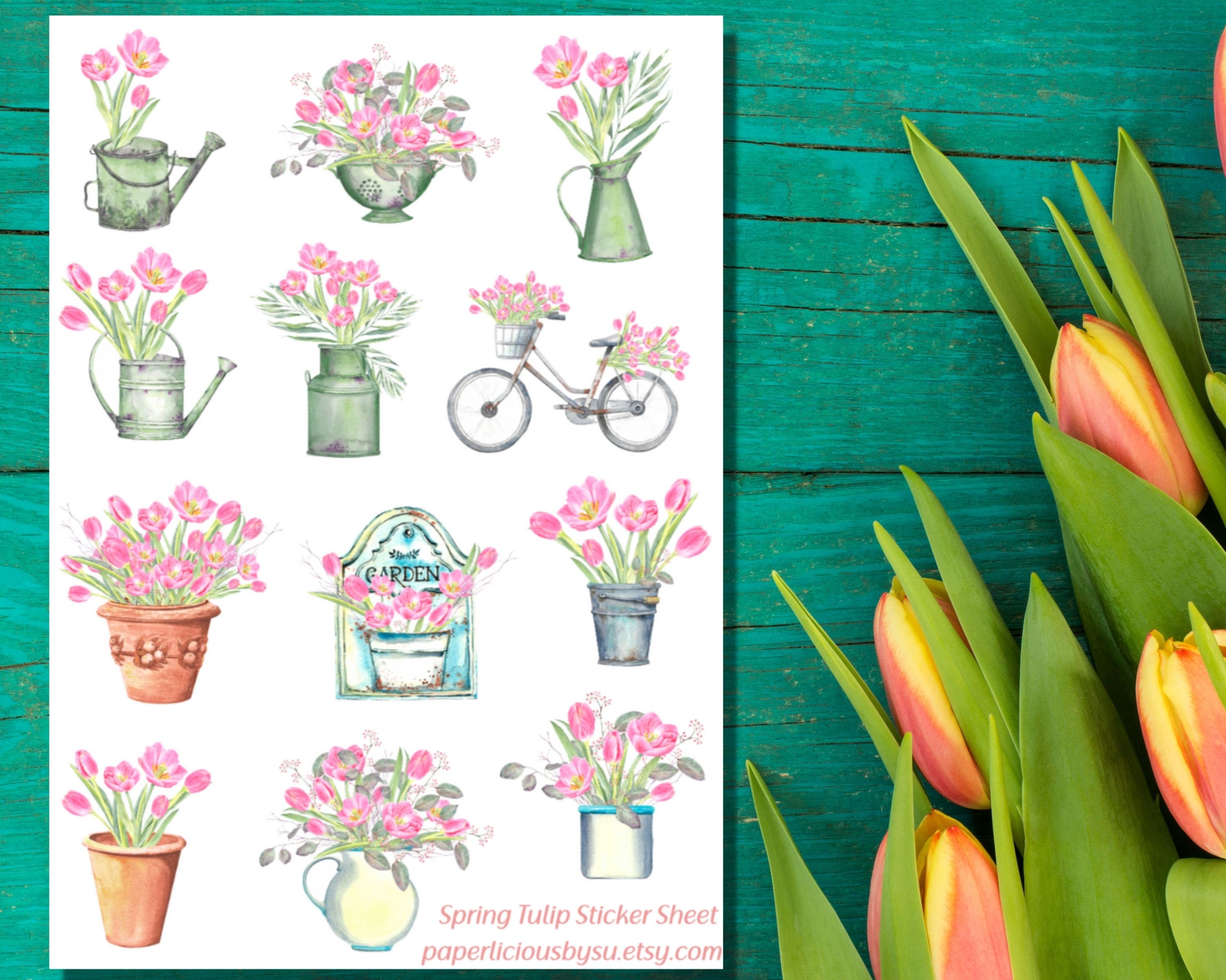 Spring Tulip Sticker Sheet Tulip Sticker Floral Stickers | Etsy