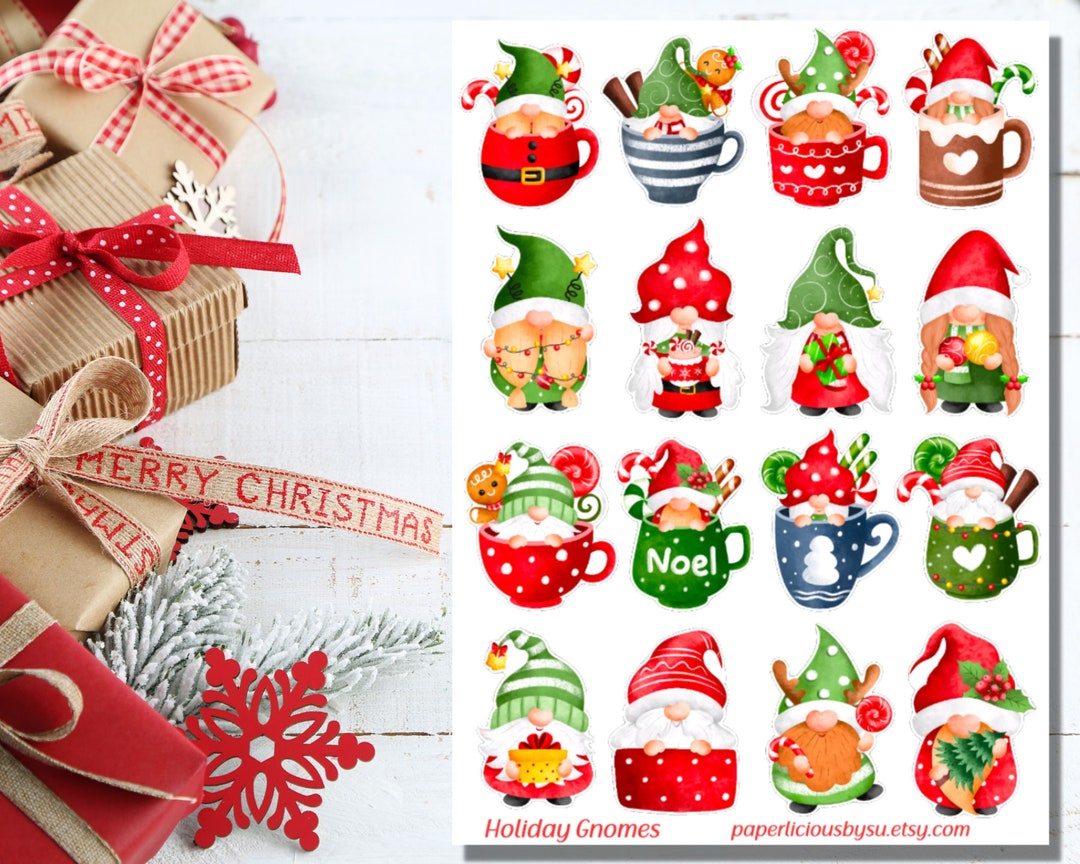 Christmas Gnome Sticker Sheet, Holiday Gnomes, Christmas Stickers ...