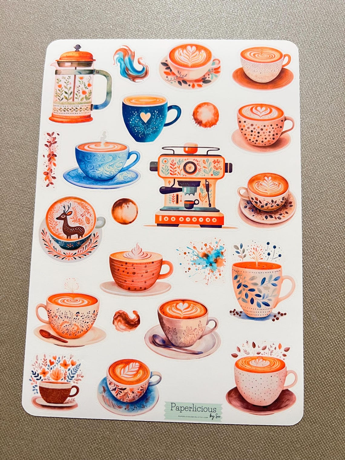 Aesthetic Coffee Sticker Sheet, Coffee Stickers, Coffee Lover, Latte ...