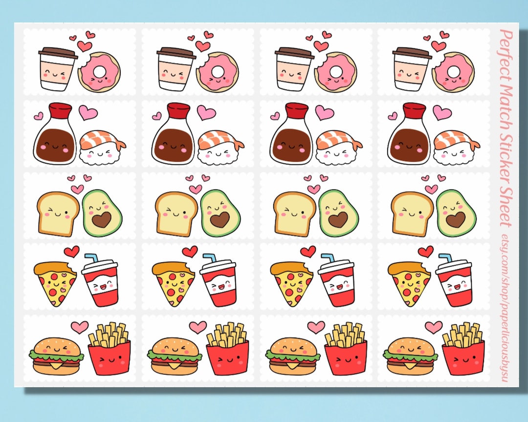 Perfect Match Valentine's Day Sticker Sheet, Cute Valentine Stickers ...