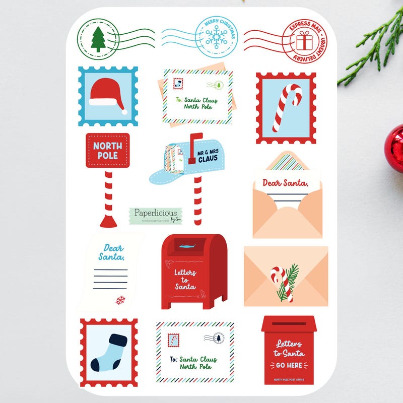 Santa Stickers - Etsy