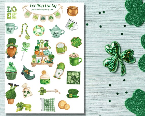Transparent Background Digital Planner Stickers Planner Stickers GoodNote Stickers Clover Luck ...